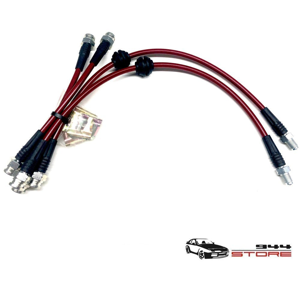 Braided Teflon Red 4pc Brake Line Kit – 944Store